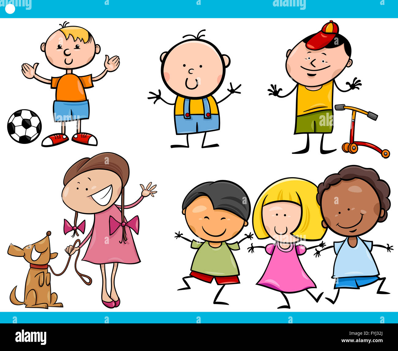 cute little children cartoon set Stock Photo - Alamy