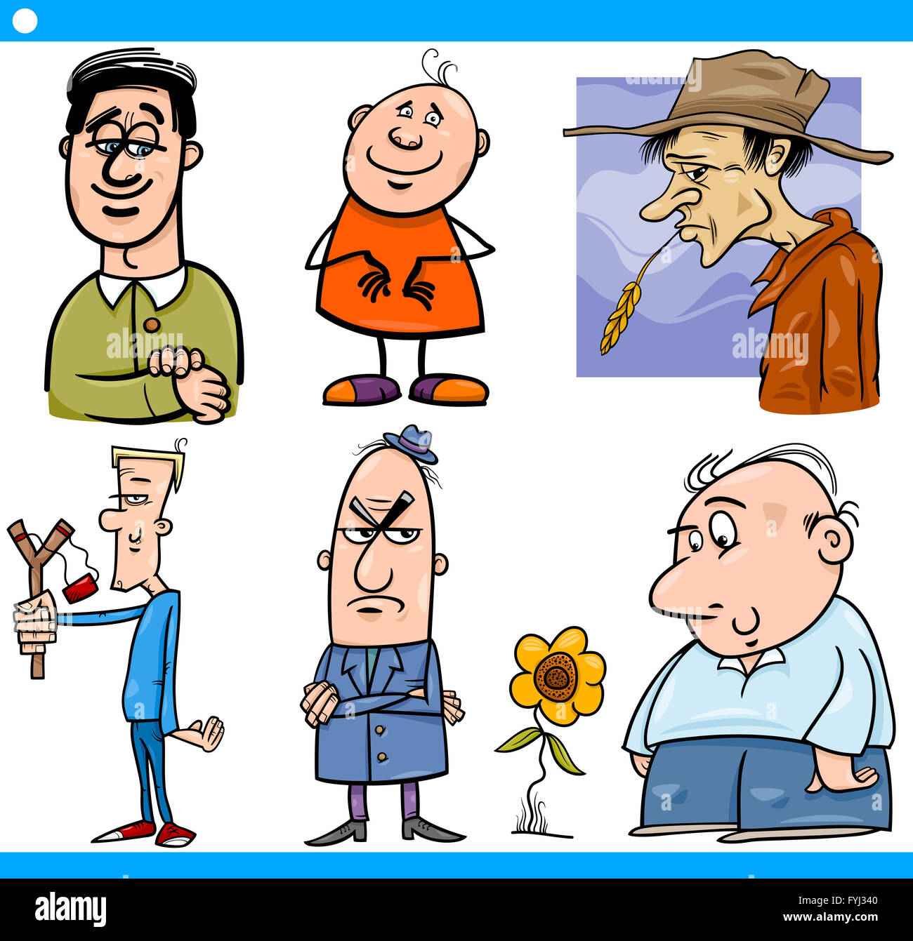men characters set cartoon illustration Stock Photo - Alamy