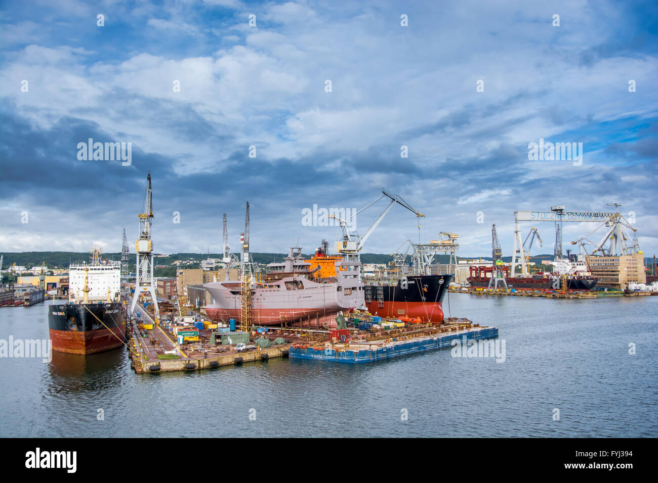View of the quay port and shipyard of Gdynia, Pola Stock Photo - Alamy