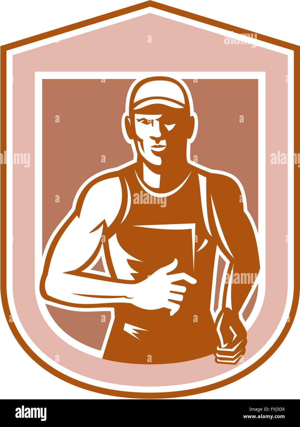 Marathon Runner Running Shield Retro Stock Photo - Alamy