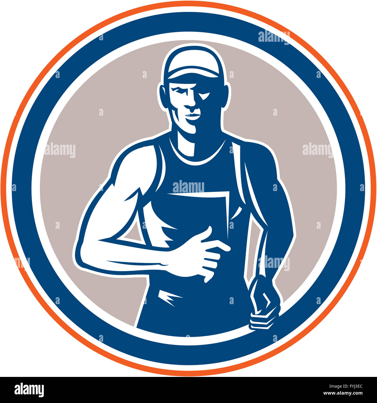 Marathon Runner Running Circle Retro Stock Photo - Alamy