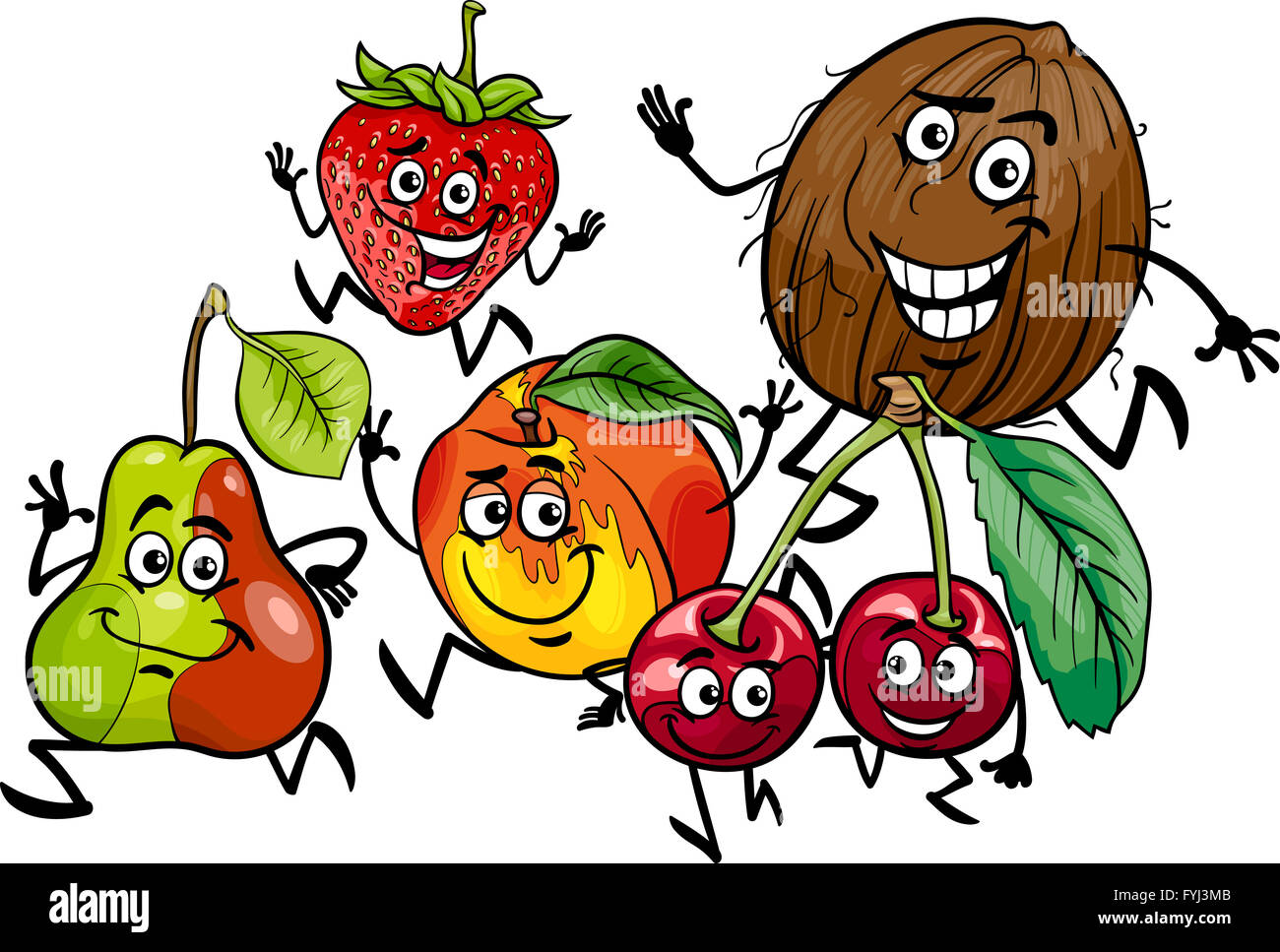 Fruits group cartoon illustration Cut Out Stock Images & Pictures - Alamy