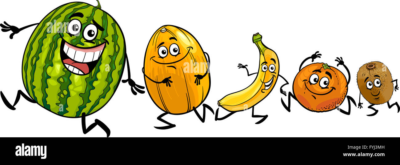 Running Fruits Cartoon Illustration High Resolution Stock Photography ...