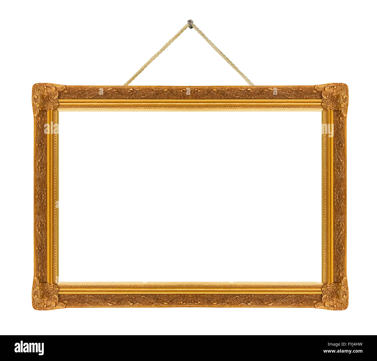 Retro frame on string isolated on white background Stock Photo - Alamy