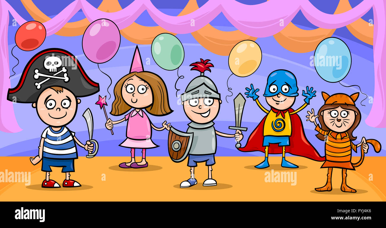 children at fancy ball cartoon Stock Photo - Alamy