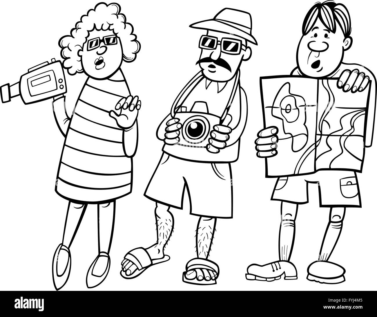 tourist group cartoon illustration Stock Photo - Alamy