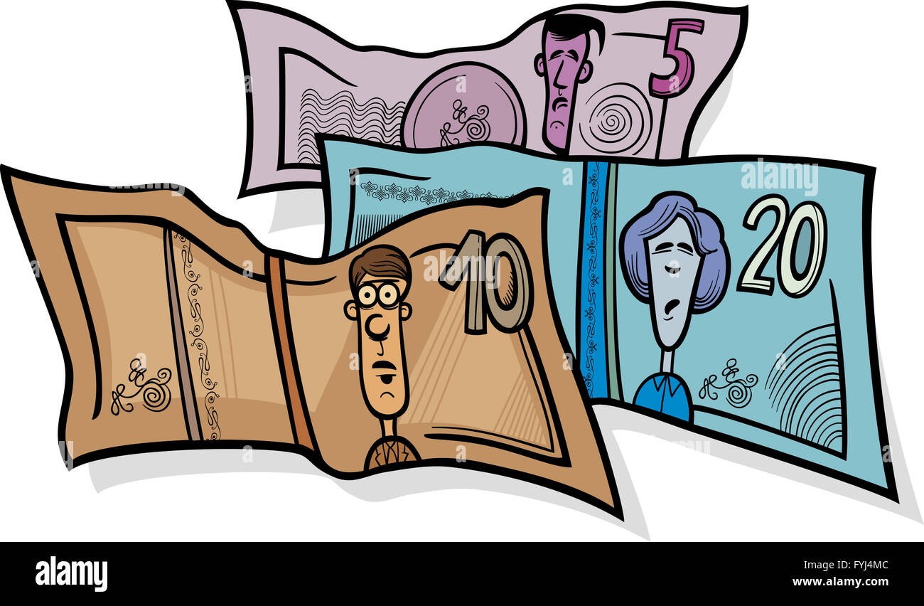 banknotes currency cartoon illustration Stock Photo - Alamy