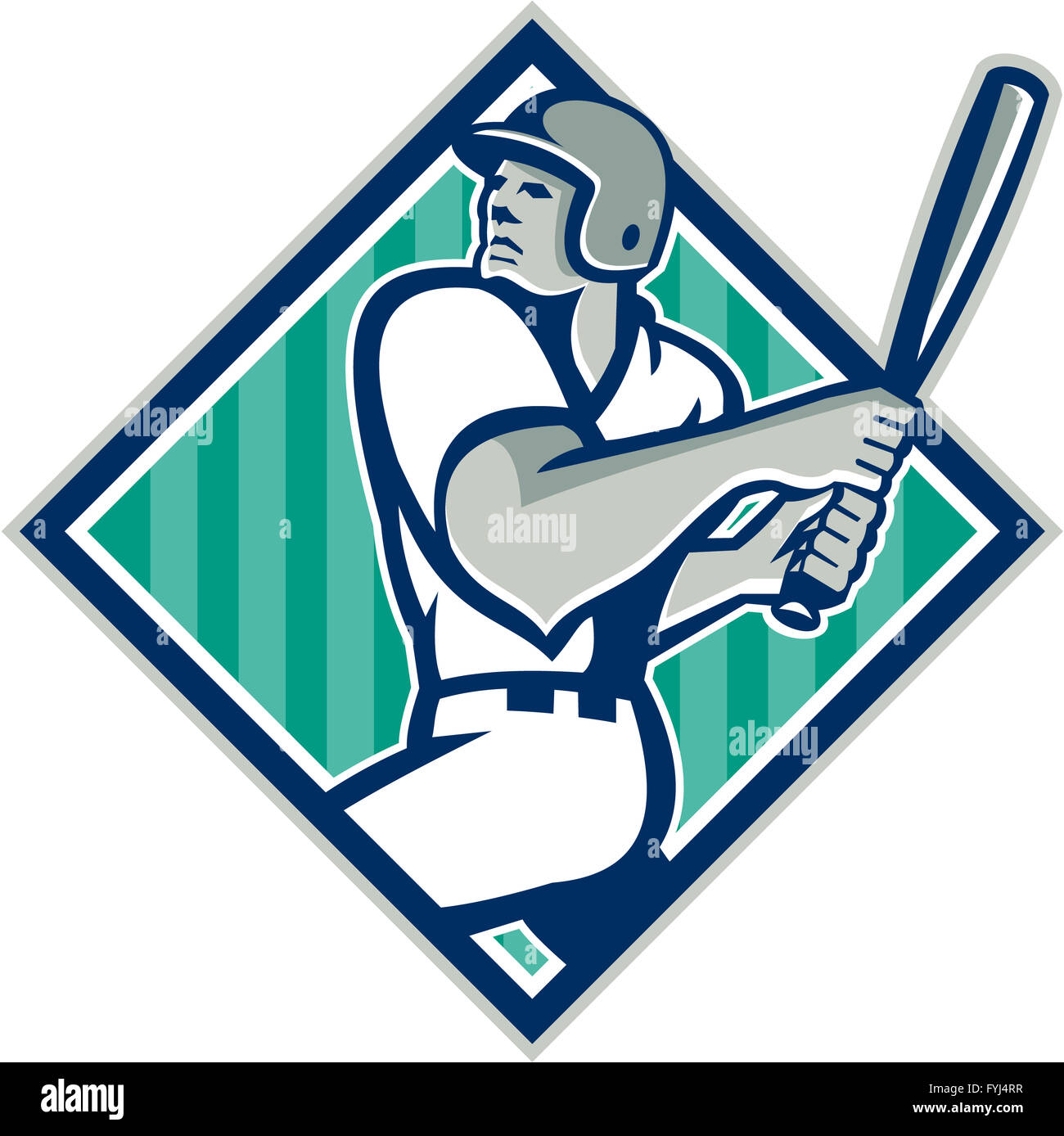 Baseball Hitter Batting Diamond Retro Stock Photo - Alamy