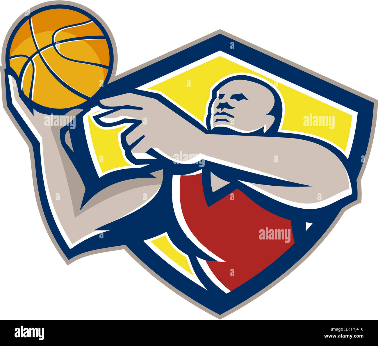 Basketball Player Laying Up Ball Retro Stock Photo - Alamy