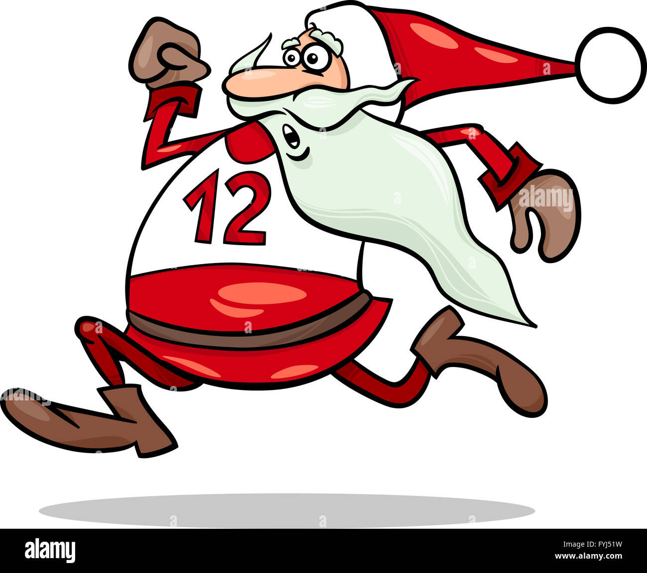 running santa claus cartoon illustration Stock Photo - Alamy
