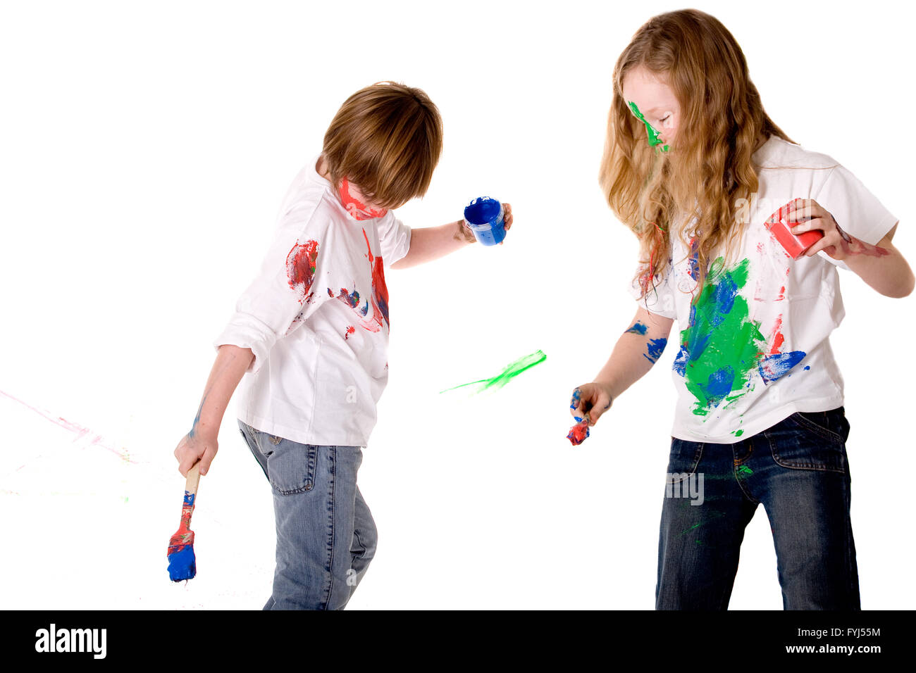Happy paint fight Stock Photo - Alamy