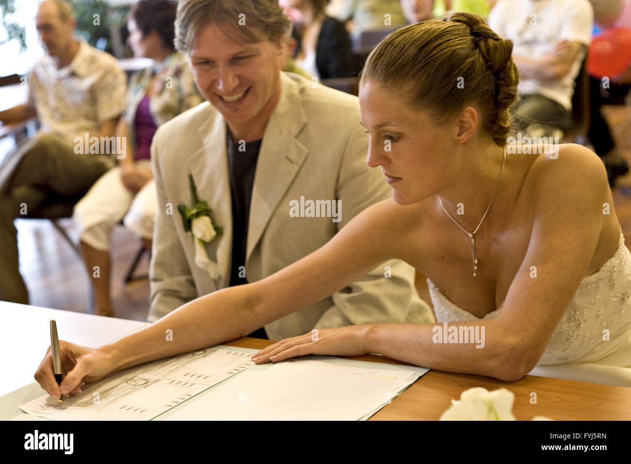 Writing down the *yes* Stock Photo - Alamy