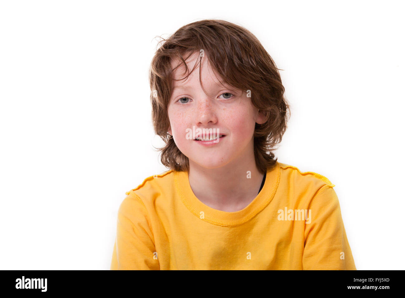Boy with yellow shirt Stock Photo - Alamy