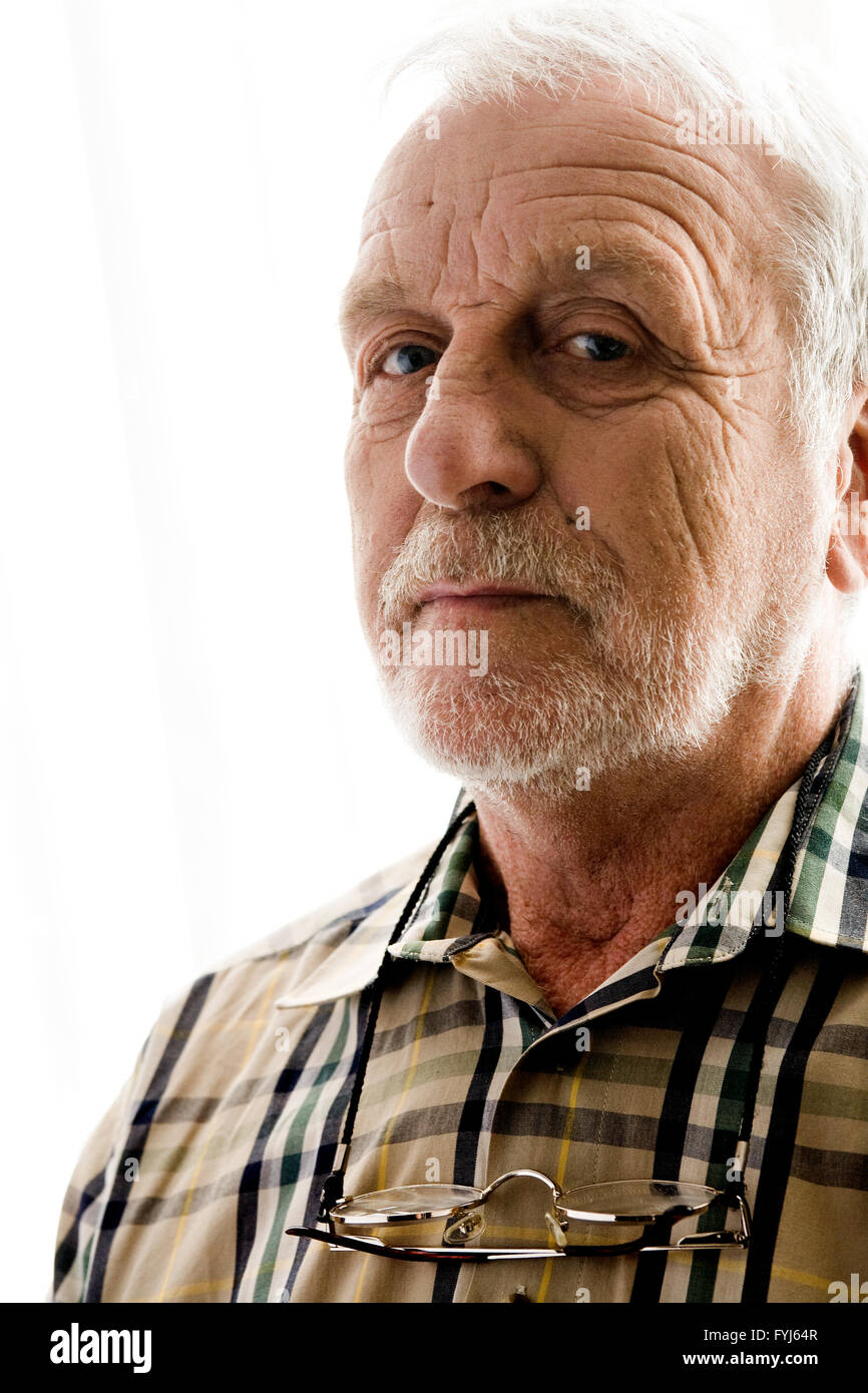 Bright white portrait of a grandfather Stock Photo - Alamy