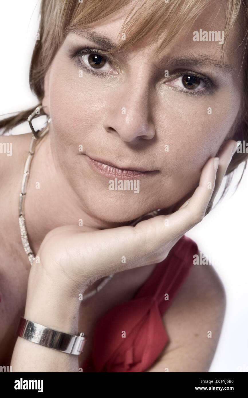 beauty adult woman looking pensive Stock Photo - Alamy