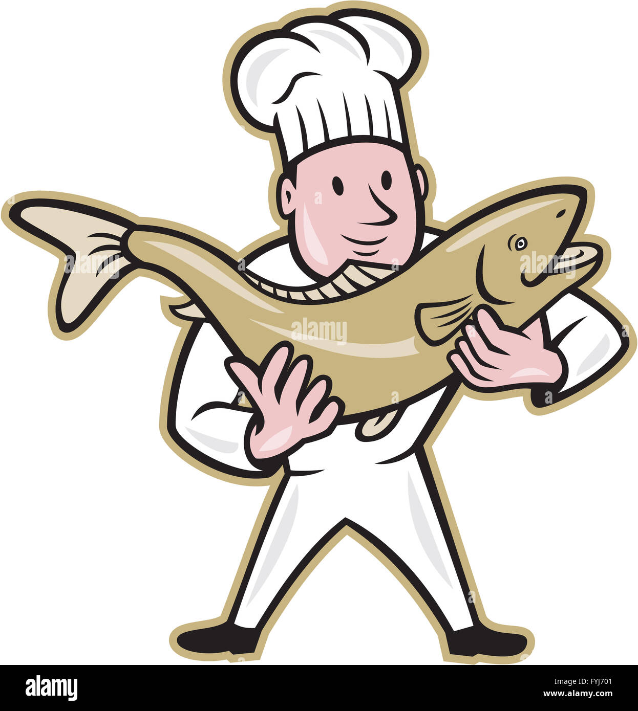 Chef Cook Handling Salmon Fish Standing Stock Photo - Alamy