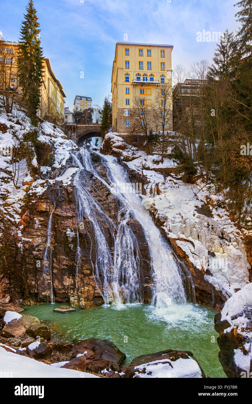Waterfall in Mountains ski resort Bad Gastein Austria Stock Photo - Alamy