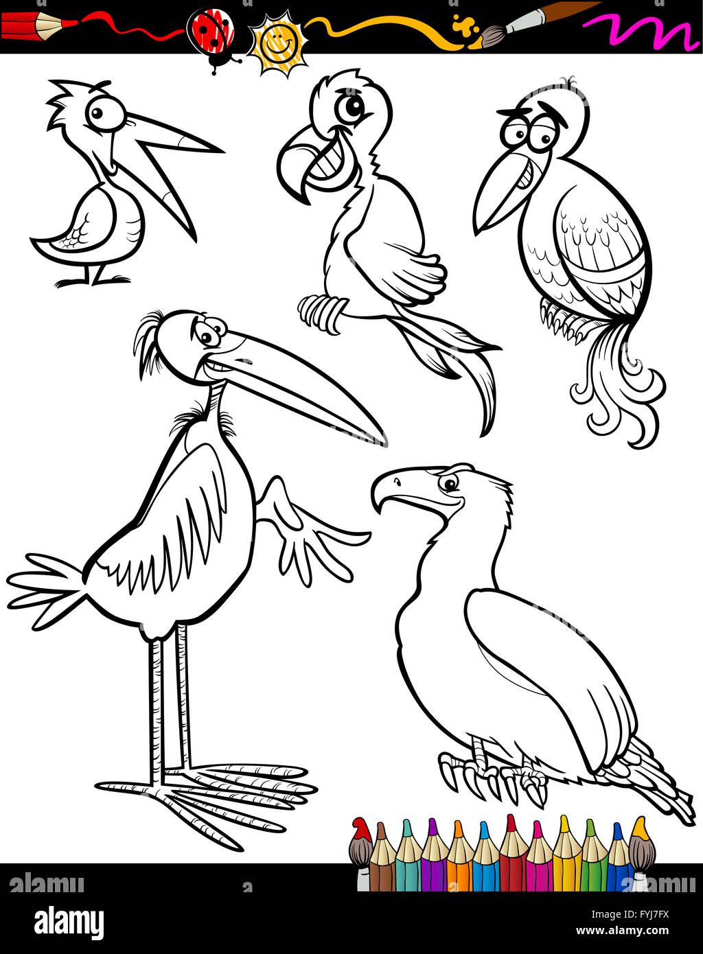 Cartoon Birds for Coloring Book Stock Photo - Alamy