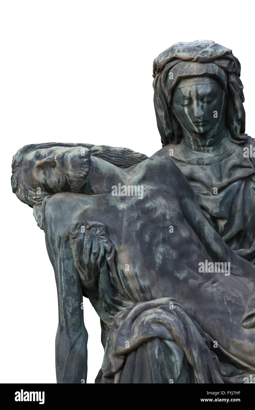 Bronze statue of Virgin Mary holding the body of Jesus Christ with ...