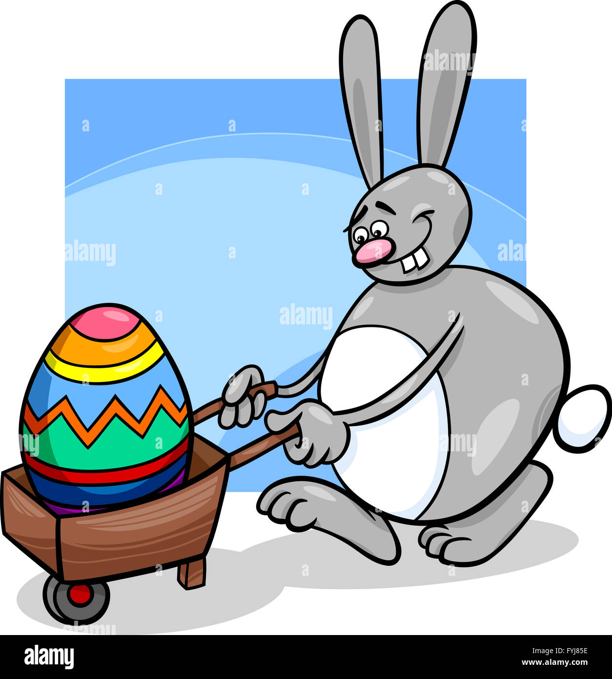 bunny and easter egg cartoon illustration Stock Photo - Alamy