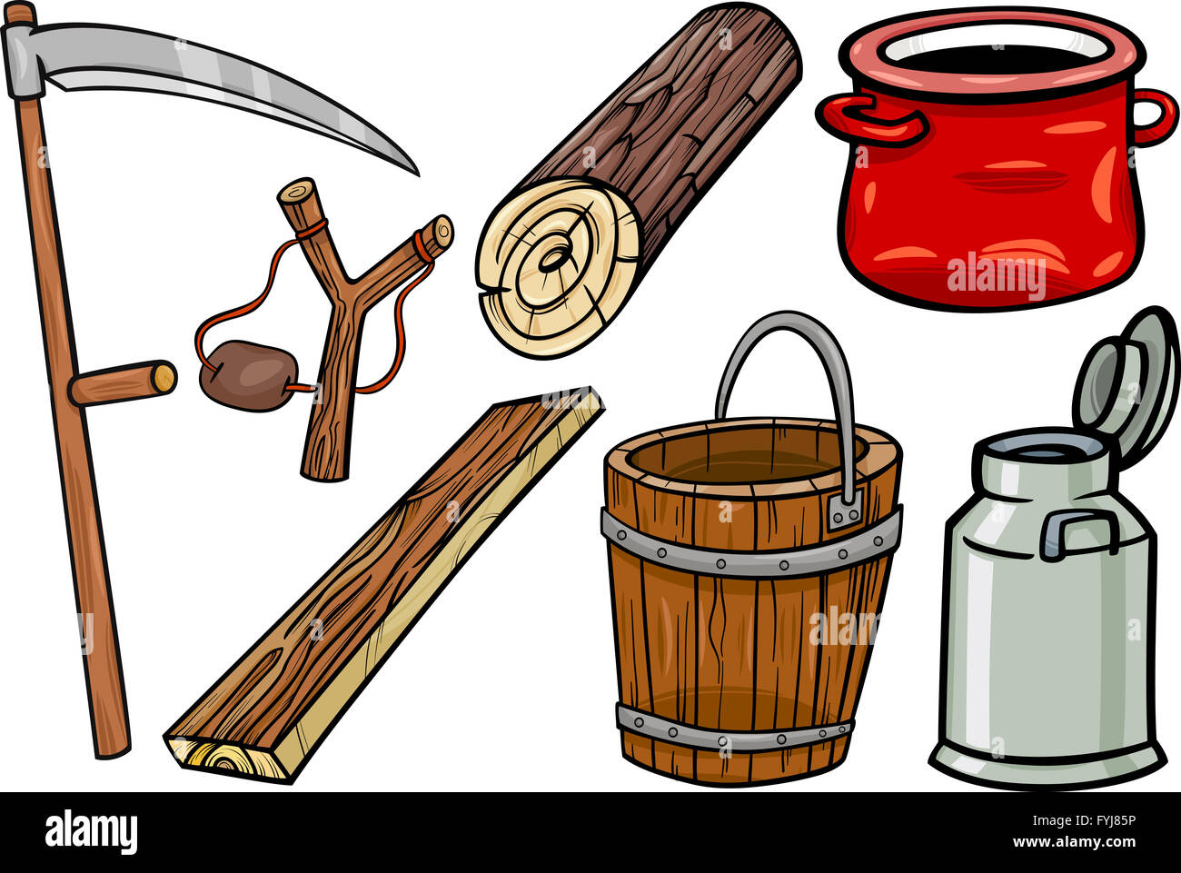 country objects cartoon illustration set Stock Photo - Alamy