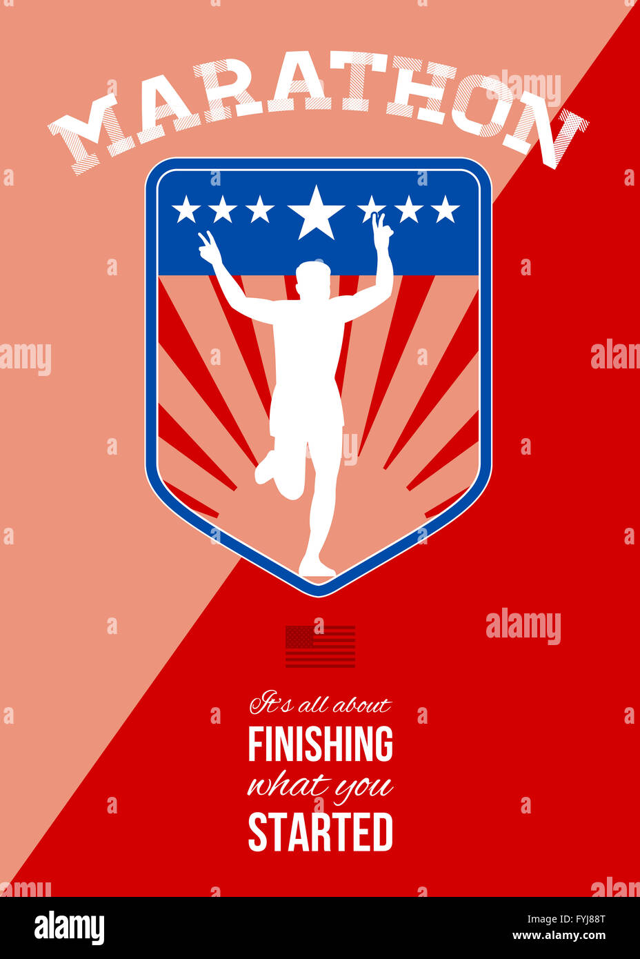 Marathon Runner Finish Run Poster Stock Photo - Alamy