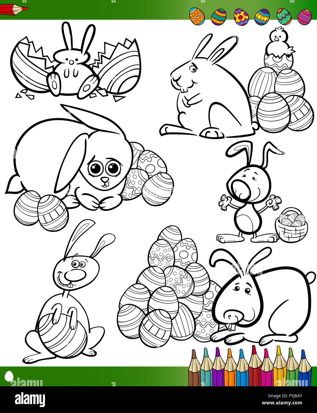 easter cartoons for coloring book Stock Photo - Alamy