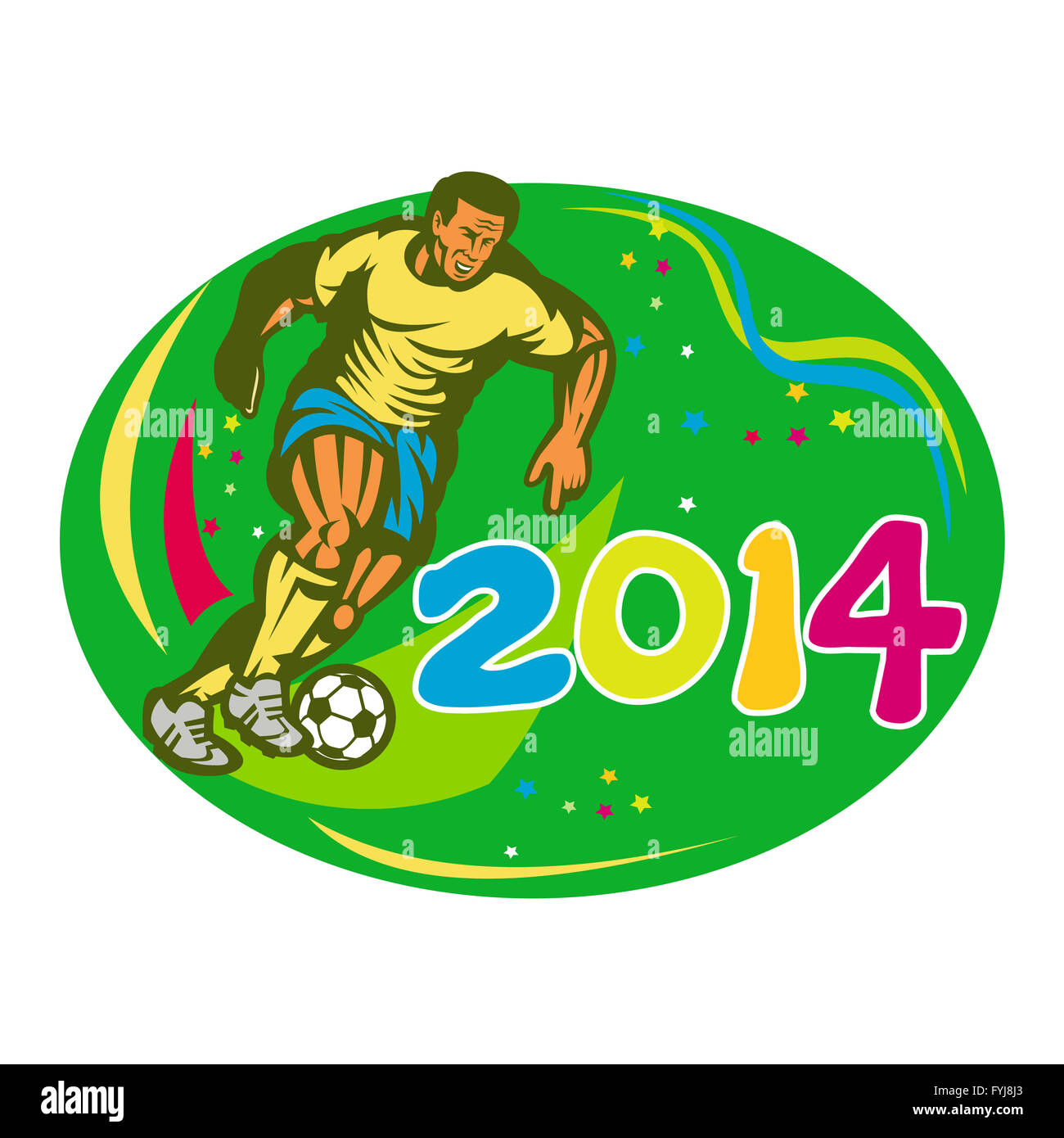 Brasil 2014 Soccer Football Player Run Retro Stock Photo - Alamy