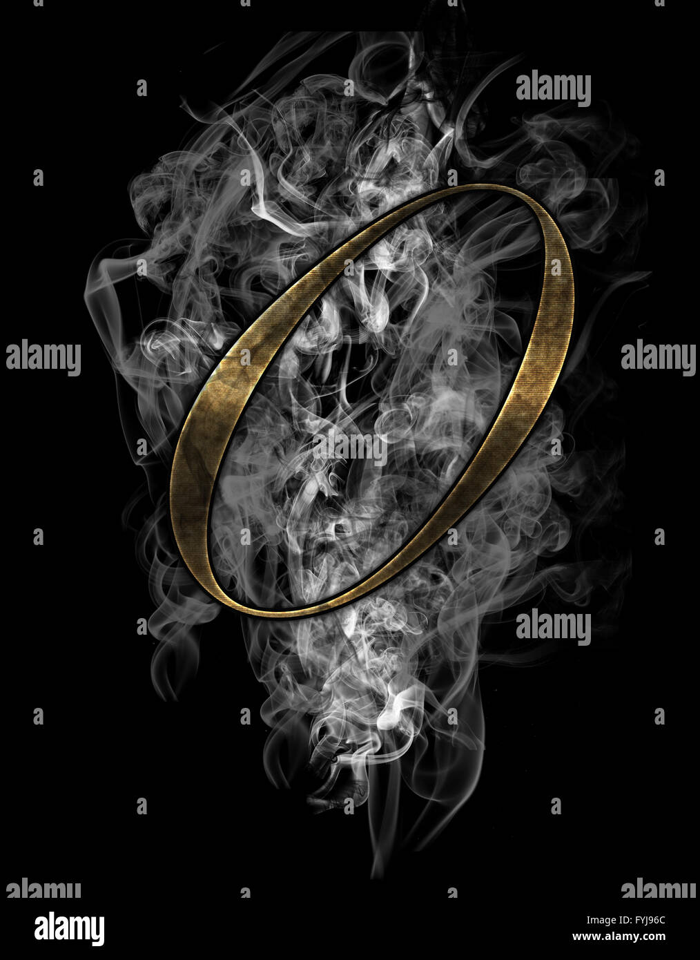 zero, illustration of number with gold effects on smoke background ...