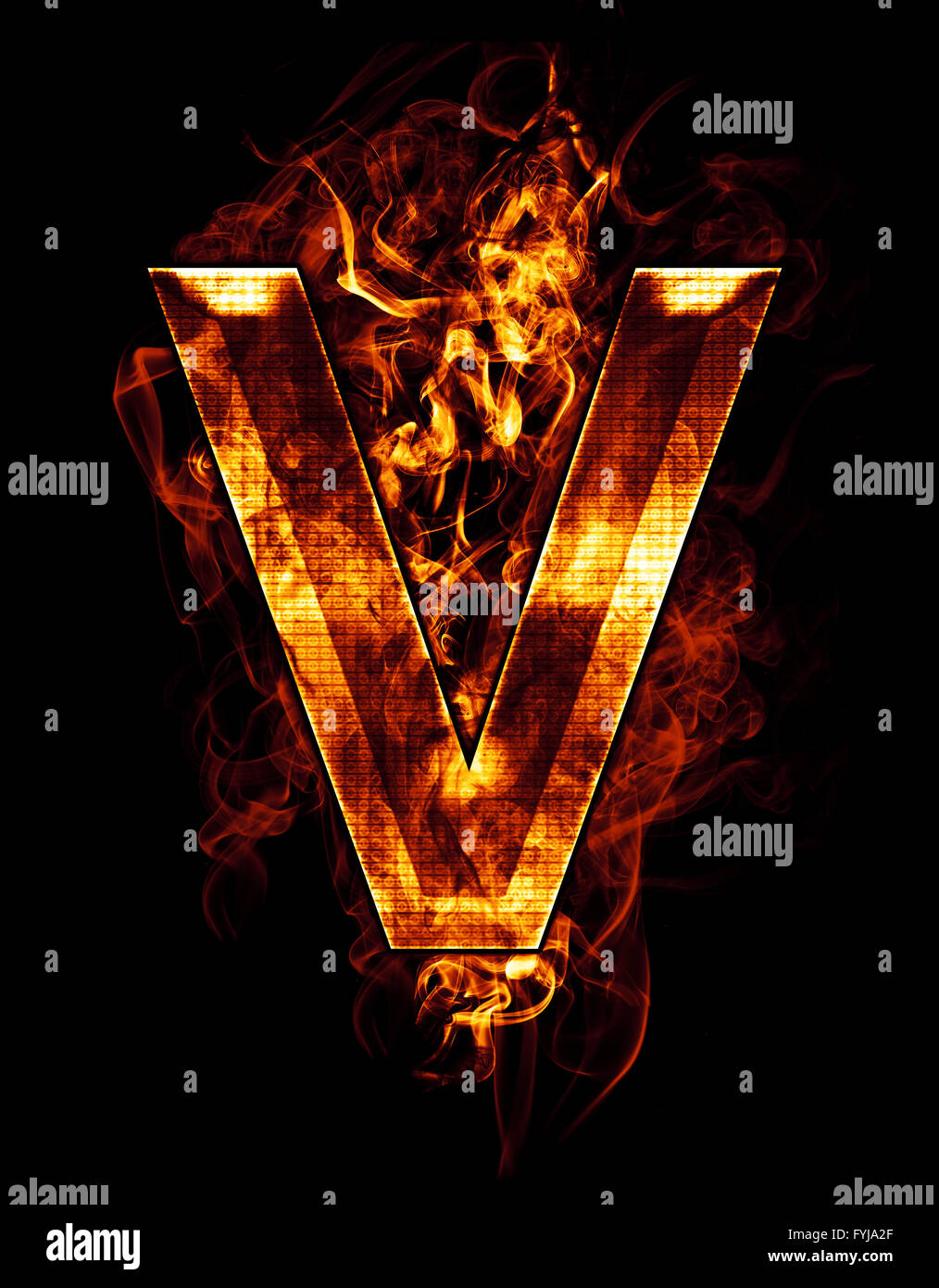 Letter V Fire Images