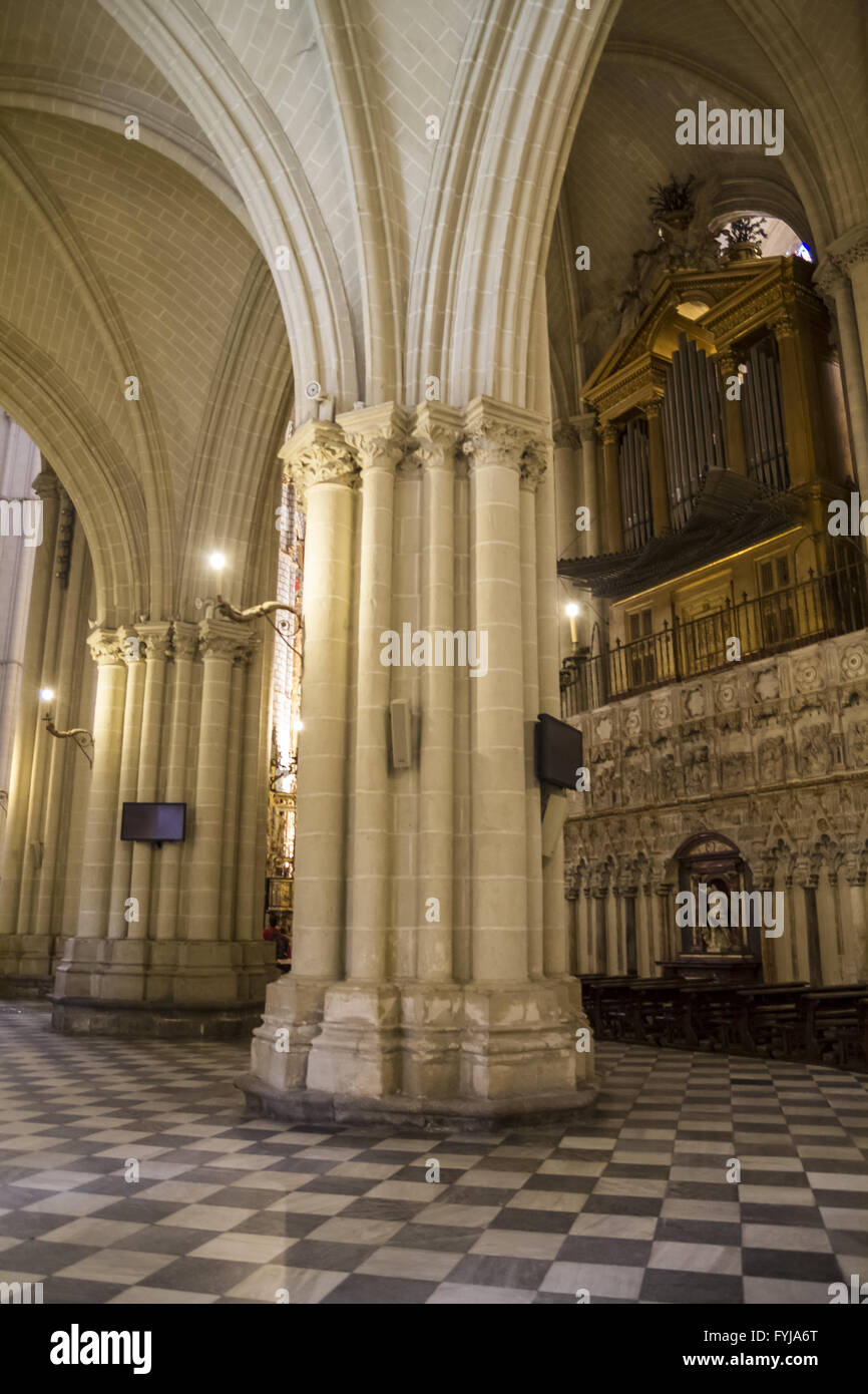 Majestic interior of the Cathedral Toledo, Spain. Declared World ...