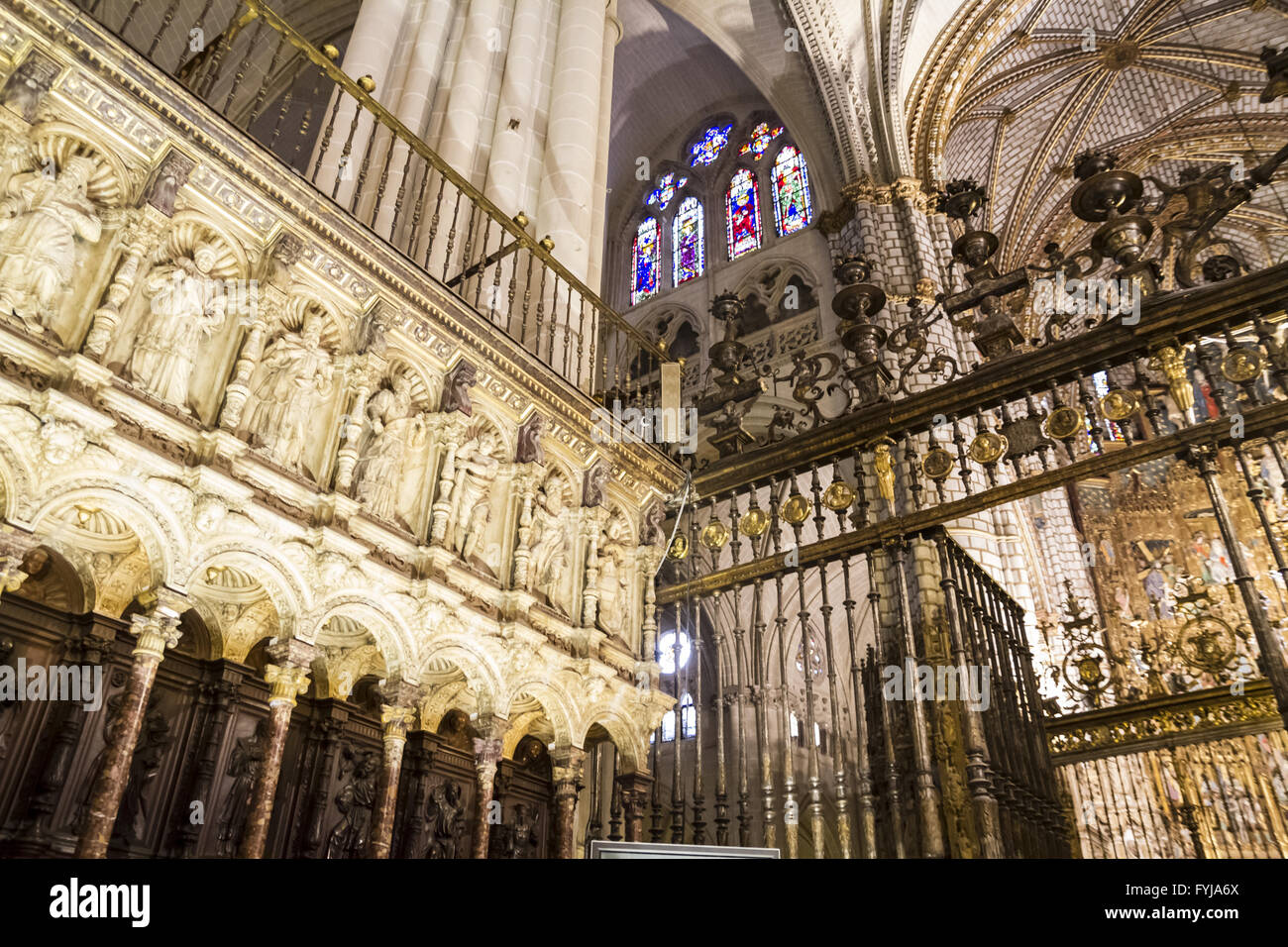 Majestic interior of the Cathedral Toledo, Spain. Declared World ...