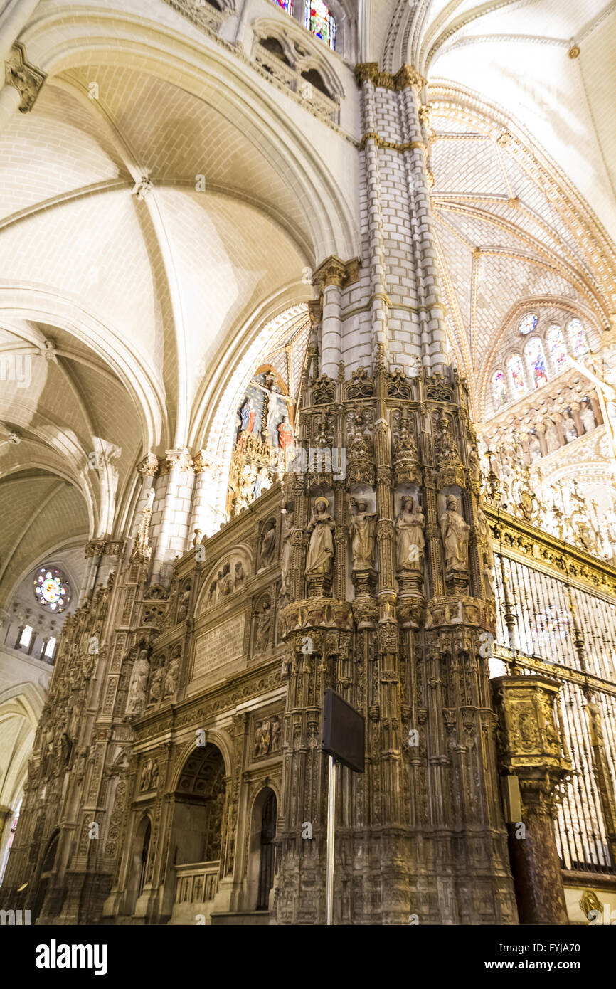Majestic interior of the Cathedral Toledo, Spain. Declared World ...