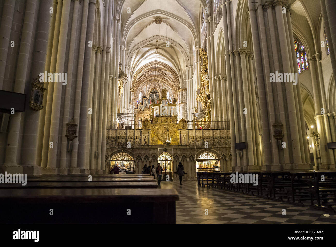 Majestic interior of the Cathedral Toledo, Spain. Declared World ...