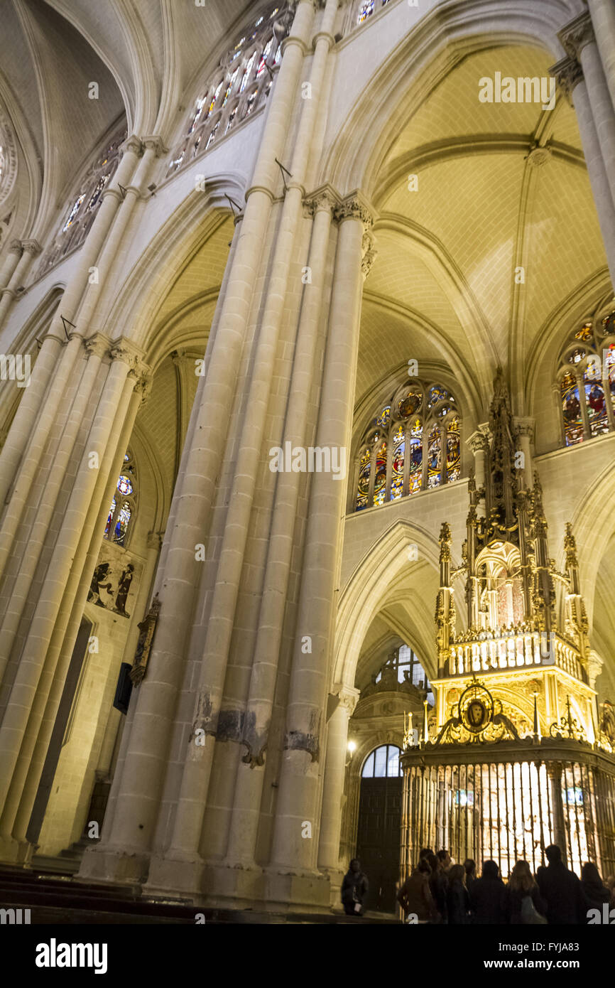 Majestic interior of the Cathedral Toledo, Spain. Declared World ...