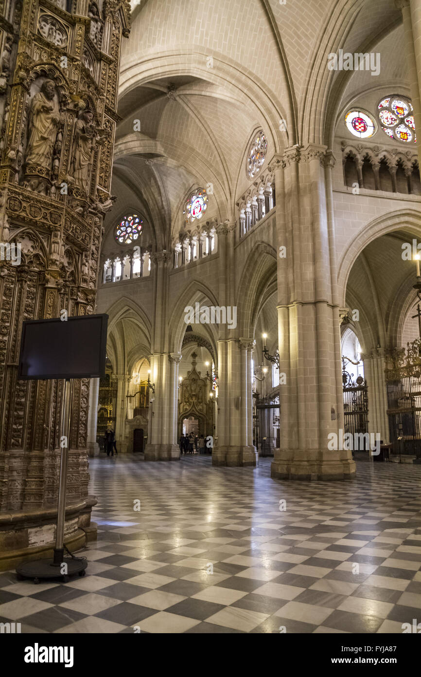 Majestic interior of the Cathedral Toledo, Spain. Declared World ...
