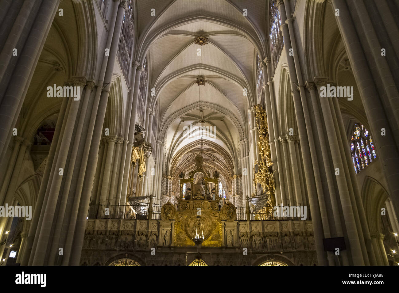 Majestic interior of the Cathedral Toledo, Spain. Declared World ...