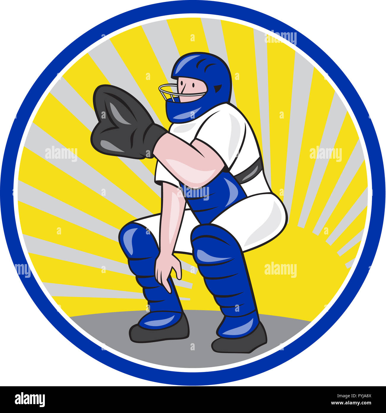 Cartoon illustration baseball player catching hi-res stock photography ...