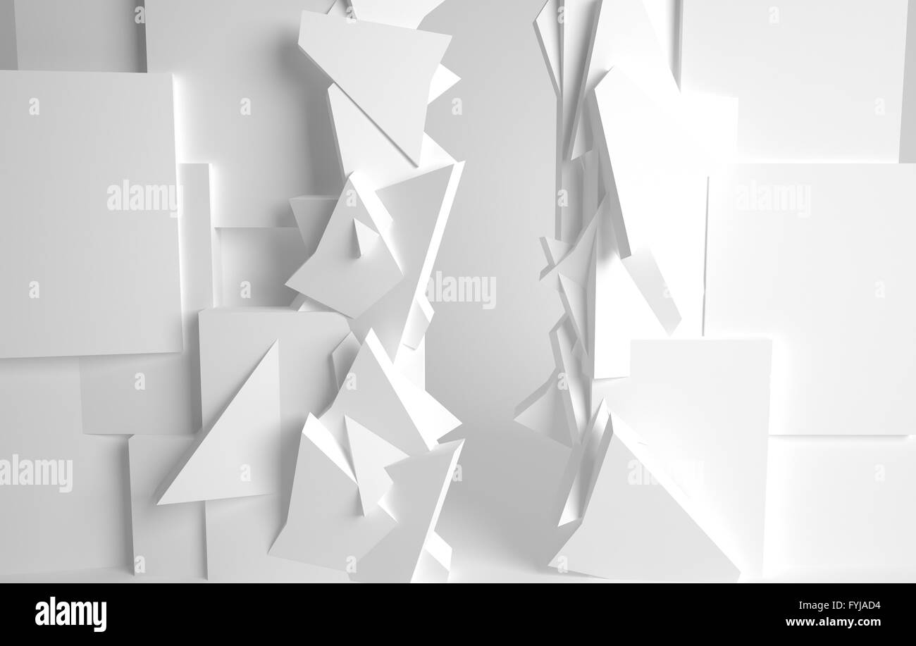 Conceptual, White room, 3d space with various forms Stock Photo - Alamy