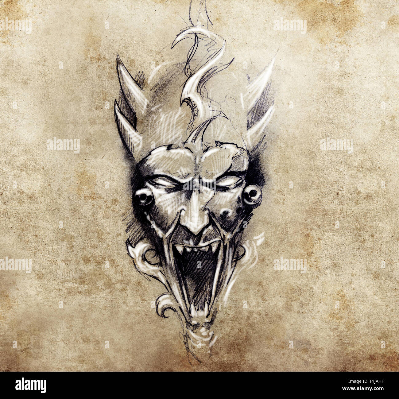 Art devil big horns hi-res stock photography and images - Alamy