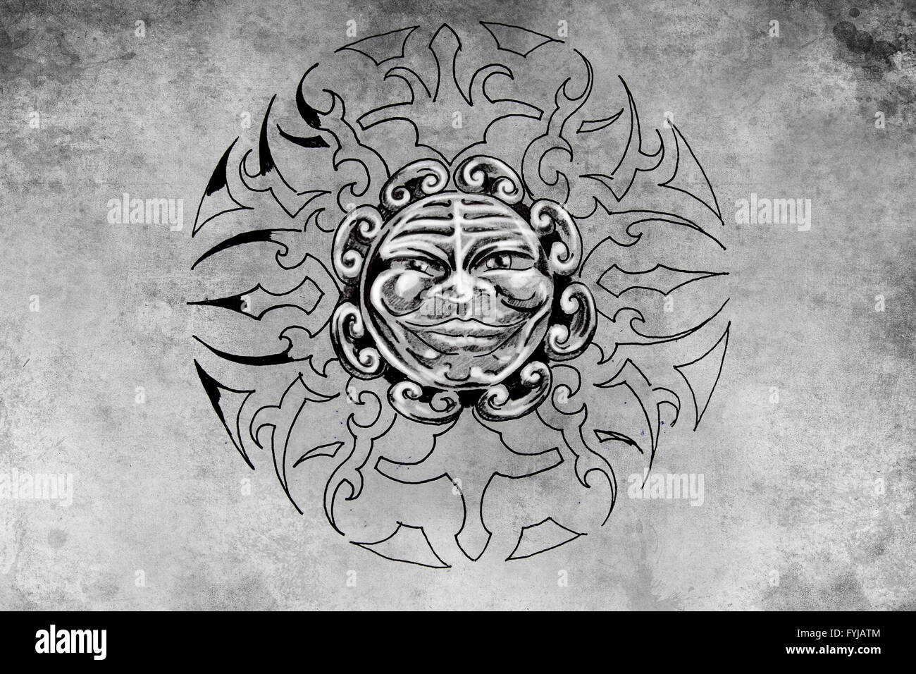 Mayan Sun Drawing