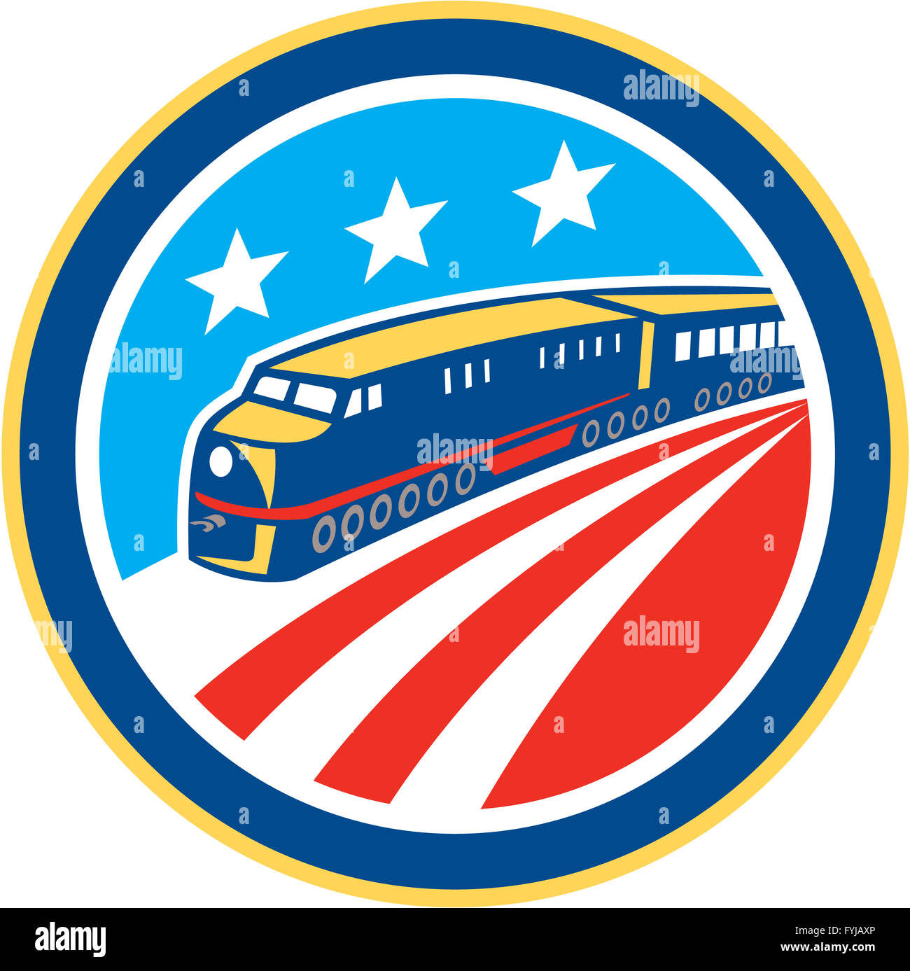 Diesel Train American Stars Stripes Retro Stock Photo - Alamy