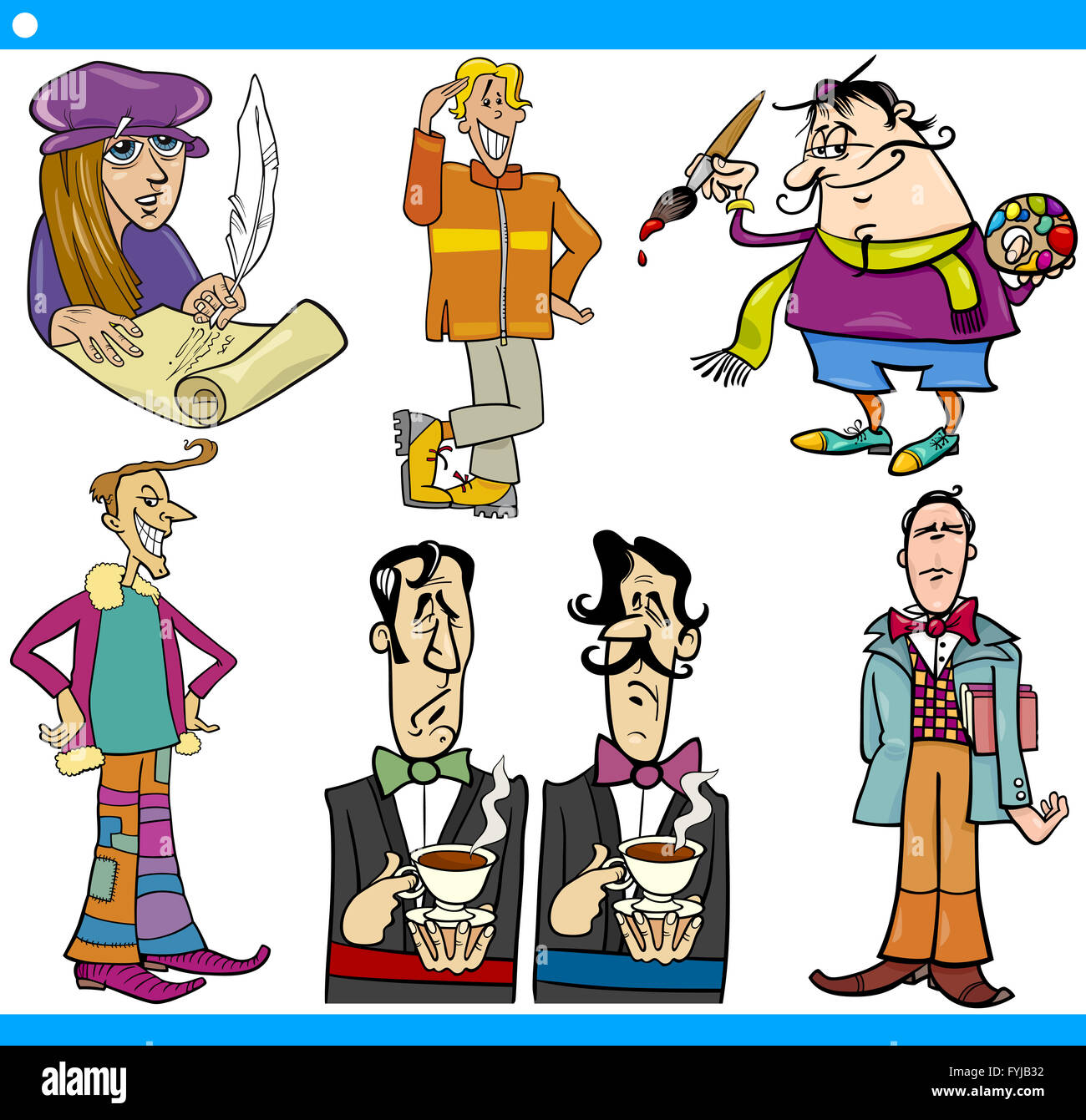 men characters set cartoon illustration Stock Photo - Alamy