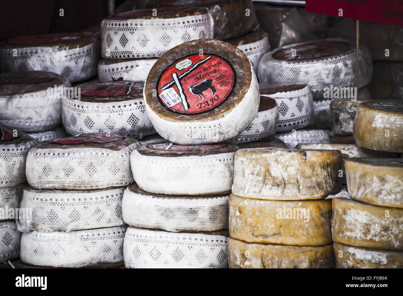 artisan food stalls, cheese, meat, stuffed into a medieval fair Stock ...