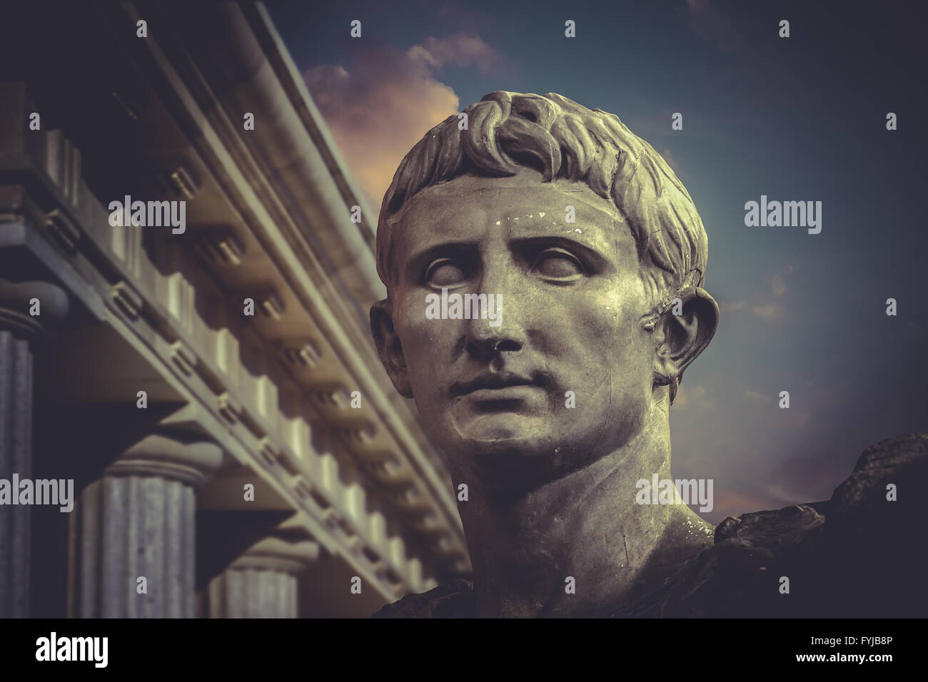 Statue of Julius Caesar Augustus in Rome. Roman sculpture Stock Photo ...
