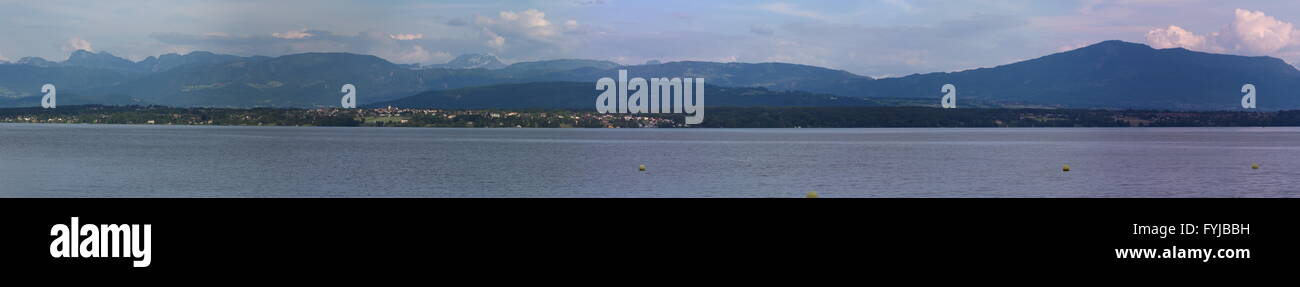 Alps mountains upon Geneva lake pano, Switzerland Stock Photo - Alamy