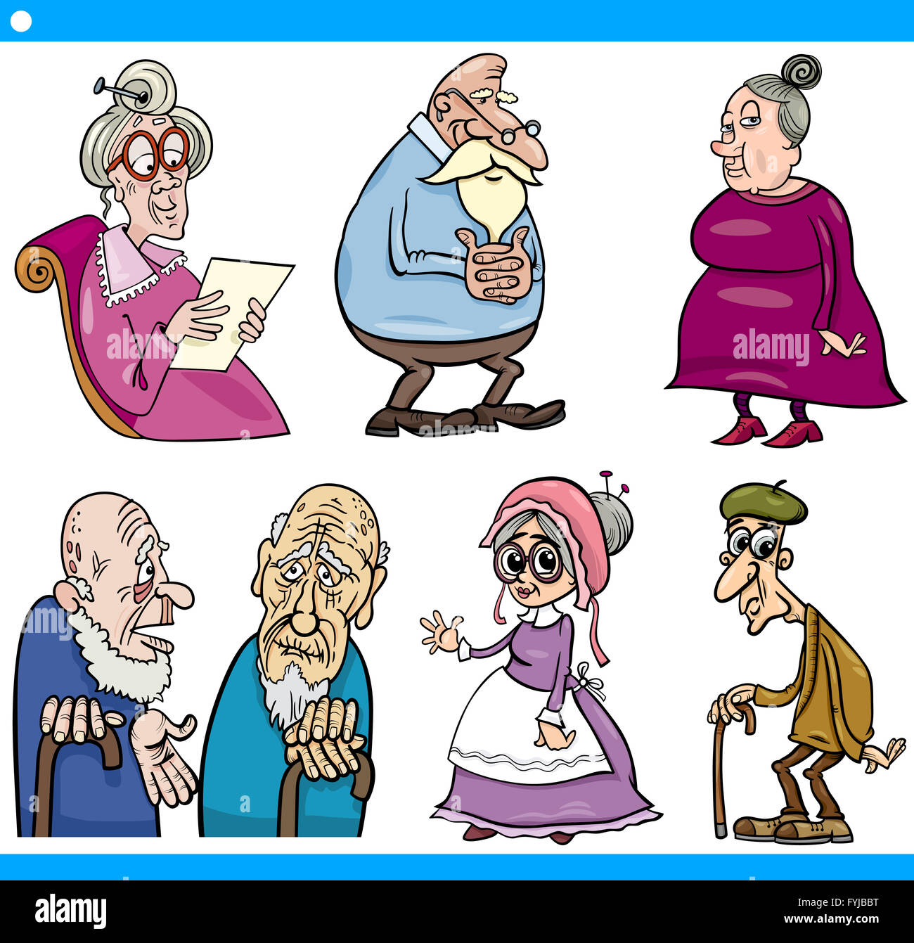 seniors people set cartoon illustration Stock Photo - Alamy