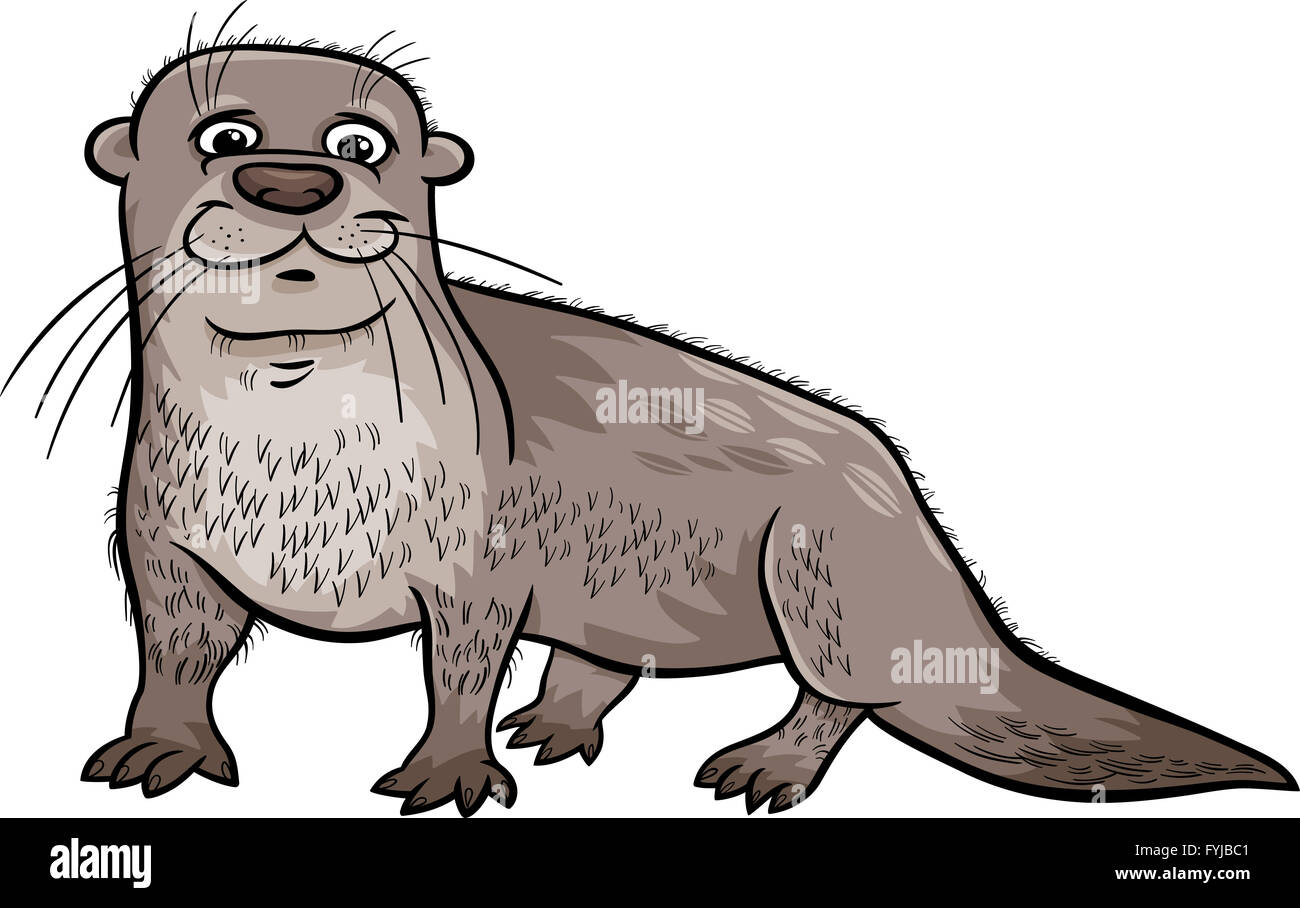 otter animal cartoon illustration Stock Photo - Alamy