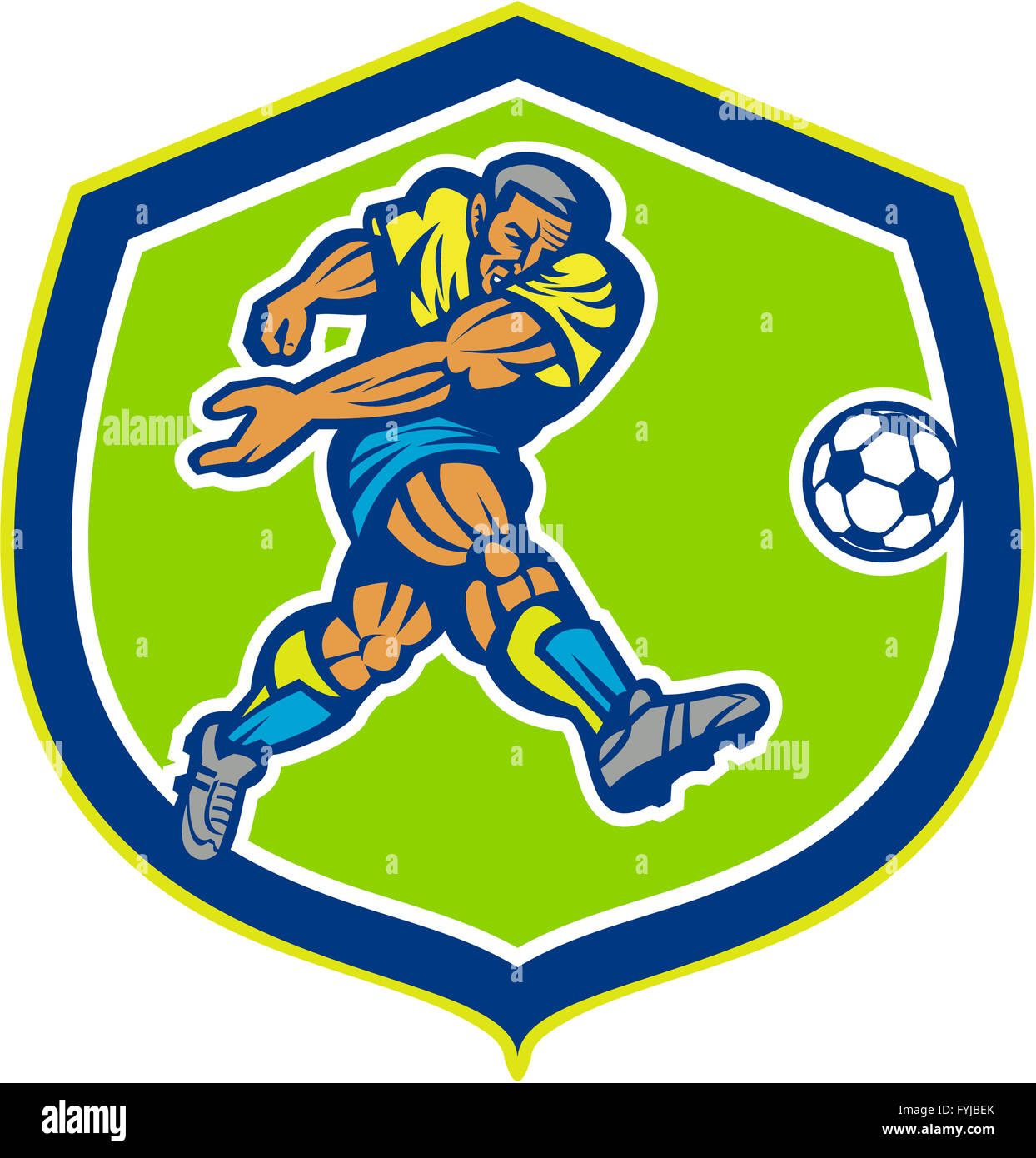 Soccer Football Player Kicking Ball Retro Stock Photo - Alamy
