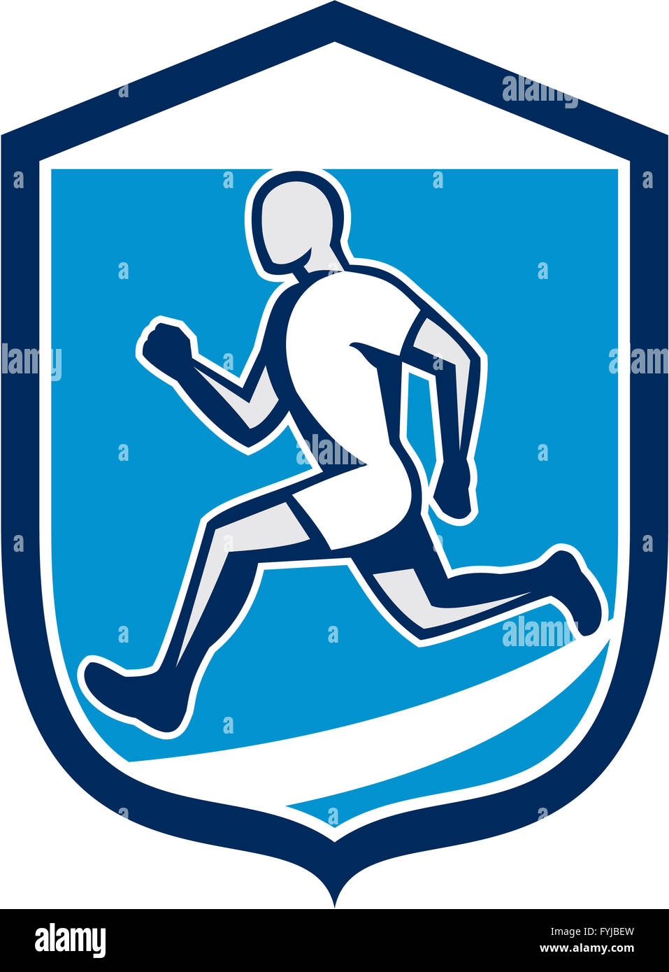Sprinter Runner Running Shield Retro Stock Photo - Alamy